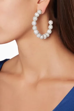 Buy Lele Sadoughi Silver Silver Stardust Crystal Hoop Earrings for Women Online Ounass Kuwait