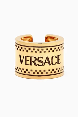 Buy Versace Gold 90s Vintage Logo Ring in Metal for Men Online Ounass Kuwait