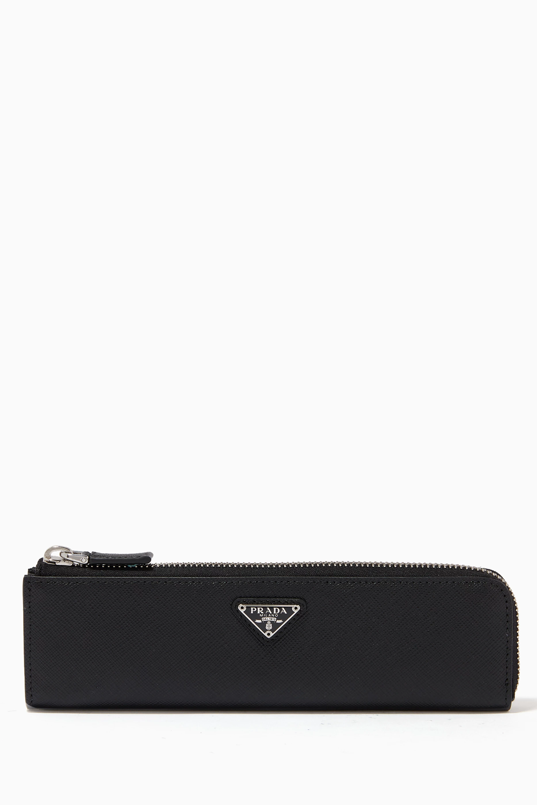 Buy Prada Black Triangle Logo Pen Case in Saffiano Leather for Men Online Ounass Kuwait