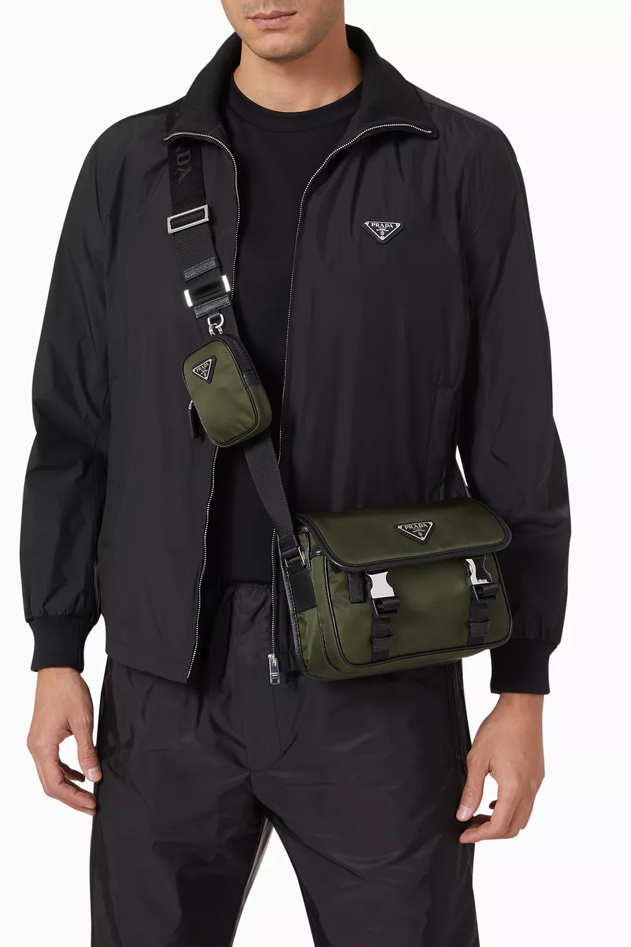 prada backpack men green