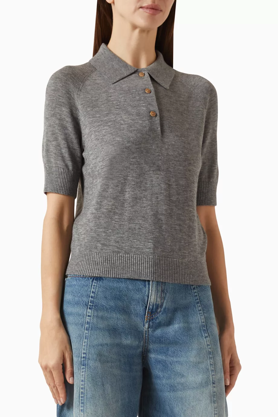 Victoria Beckham Polo-collar T-shirt in Merino Wool price in Kuwait ...